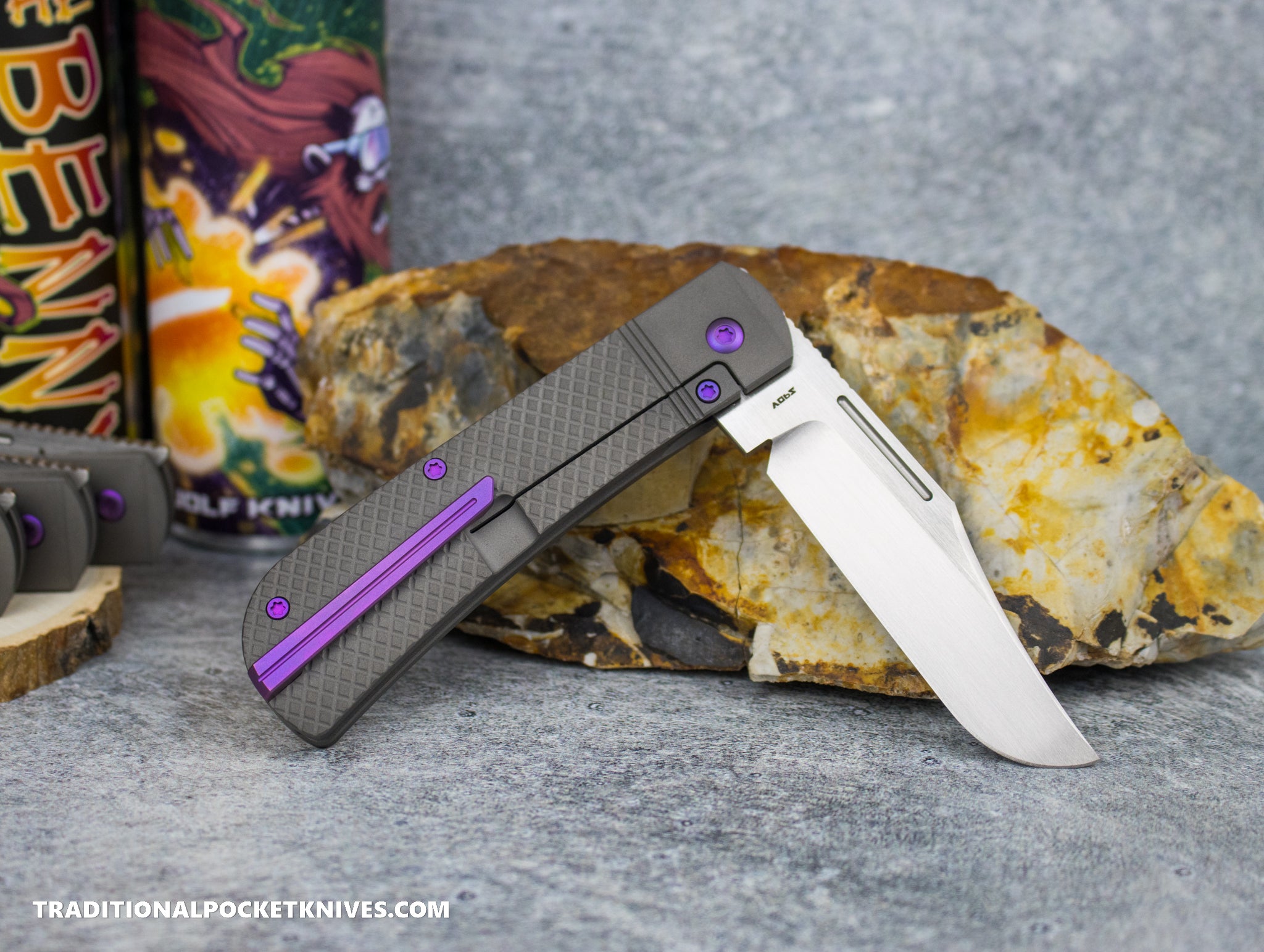 Jack Wolf Knives The Benny Titanium Cross Hatch - C. Risner Cutlery LLC