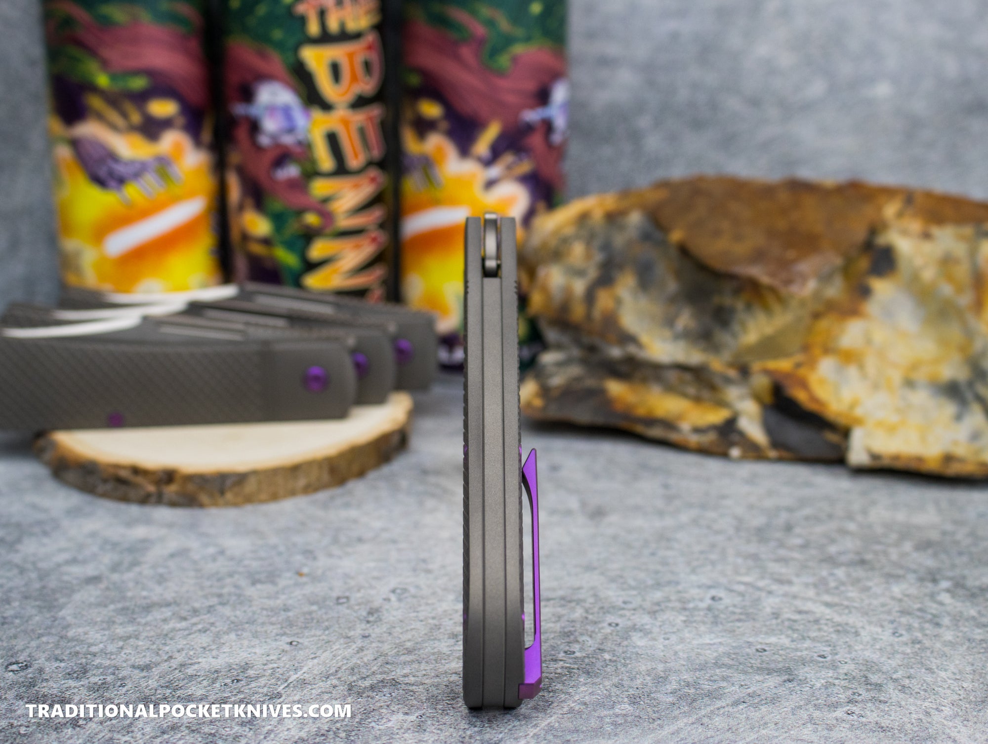 Jack Wolf Knives The Benny Titanium Cross Hatch - C. Risner Cutlery LLC