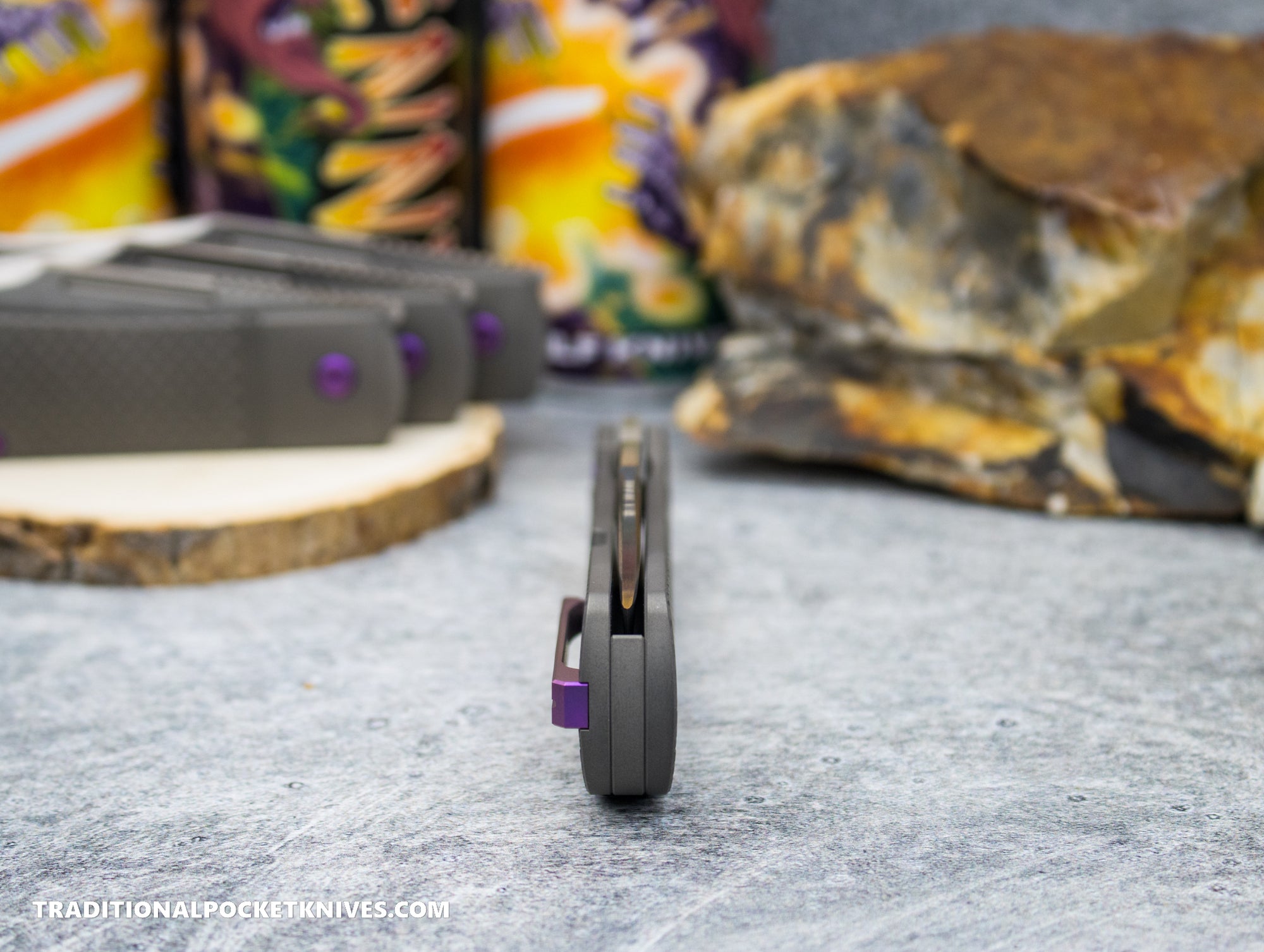 Jack Wolf Knives The Benny Titanium Cross Hatch - C. Risner Cutlery LLC