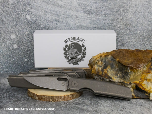 BergBlades Mini Sweeney Full Sandblast Stonewashed Titanium Sandblast ...