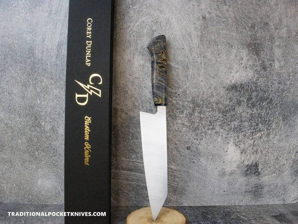Corey Dunlap Custom Knives Inazuma Western Bunka Knife Burlwood 7.25 ...