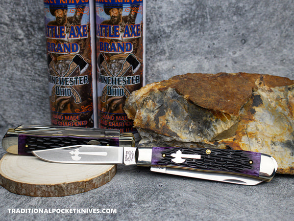 Cooper Cutlery Battle Axe Brand Purple Jigged Bone Trapper (5219PJB ...