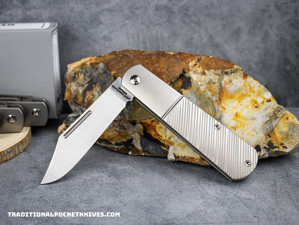 Lake Champlain Barlow: Clip Point - Sawcut Titanium - C. Risner Cutlery LLC