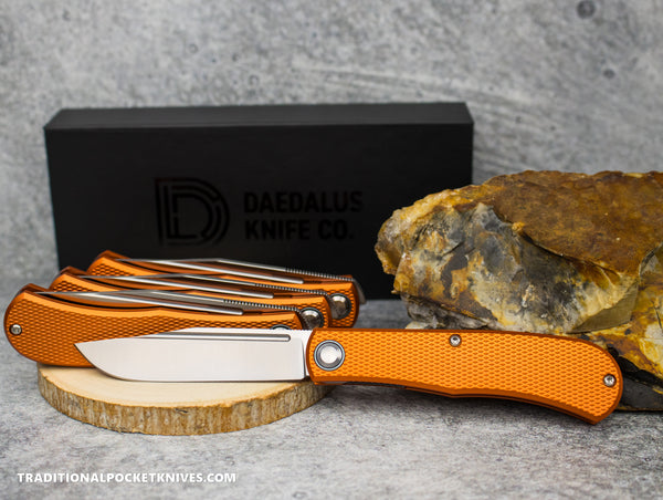 Daedalus Knife Co. "The Lab" Checkered Orange Anodized Aluminum - C ...