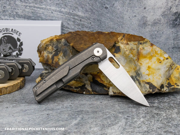 BergBlades Mini Sweeney Full Titanium Dark Sandblast and Stonewashed B ...