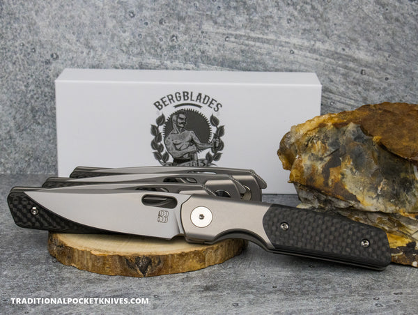 BergBlades Mini Sweeney Carbon Fiber Bead Blast Titanium Sandblast and ...