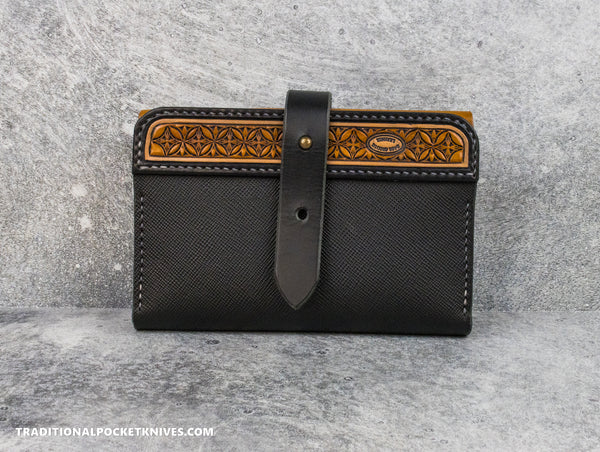 Sage Grouse Leather Cutler's Folio "Burst Box Stamp Black Hatch Butter ...