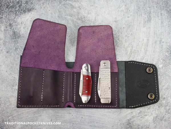 Sage Grouse Leather Cutler's Wallet "Black Hatch Buttero/Plum Buttero ...