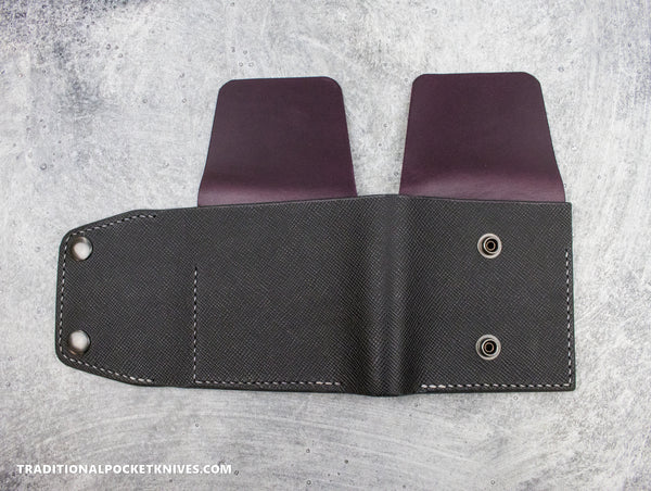 Sage Grouse Leather Cutler's Wallet "Black Hatch Buttero/Plum Buttero ...