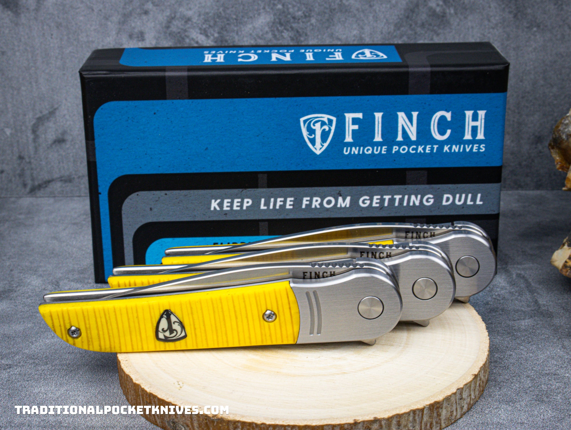 Finch Stinger Yellow Jacket Sawcut/Ribbed Bone - C. Risner Cutlery LLC