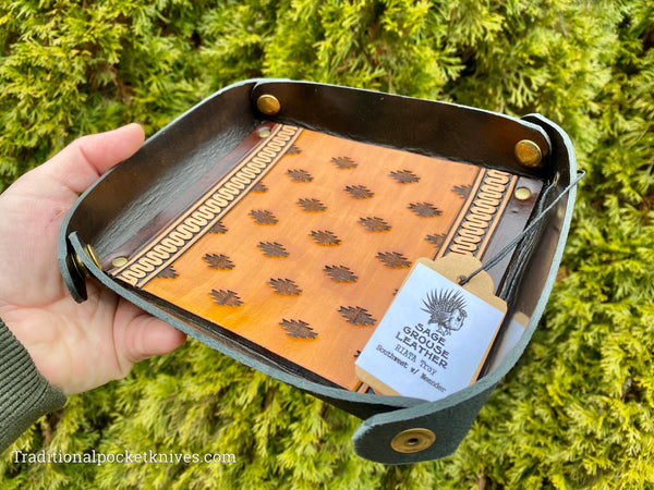 Sage Grouse Leather RIATA Packable Tooled Leather Catch-All Tray South ...